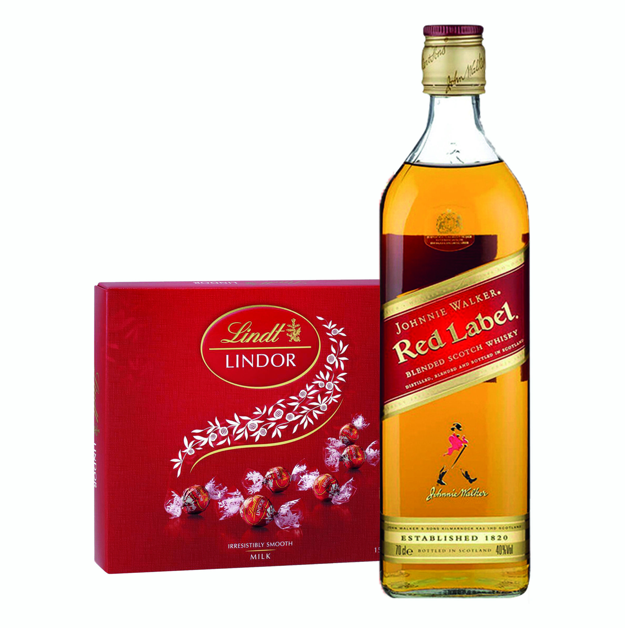 Johnnie Walker Whiskey Red Label Scotch Whiskey & Lindor Pralines ...